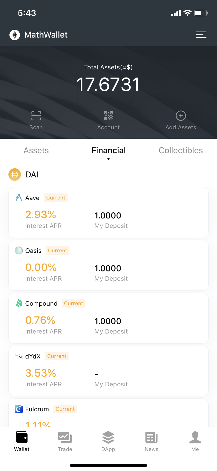 How to use Aave financial in MathWallet – MathWallet
